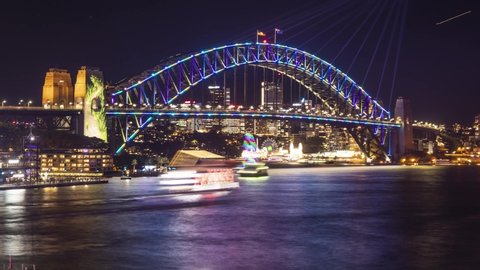 Story Bridge Light Colours Night Commemorating Stock Footage Video (100 ...