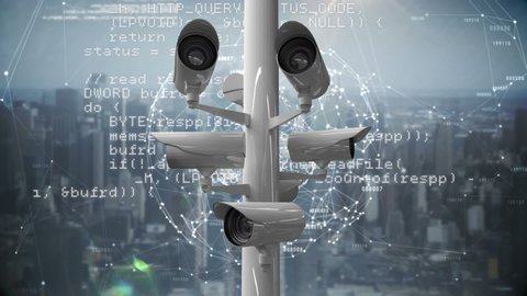 Digital Animation Surveillance Cameras Moving While Stock Footage Video ...