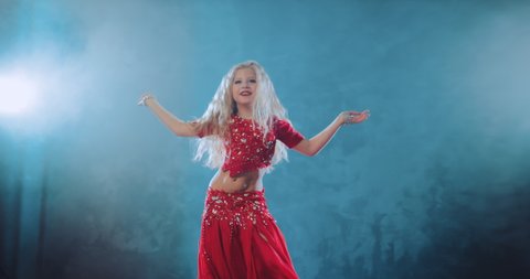 Beautiful Blonde Girl Doing Shaking Belly Stock Footage Video (100% ...