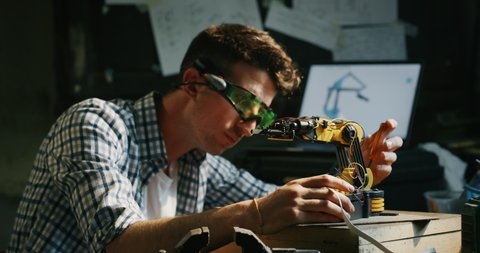 Slow Motion Young Professional Engineer Specific Stock Footage Video ...