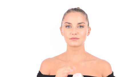 Beauty Concept Women Fondling On Her Stock Footage Video (100% Royalty ...