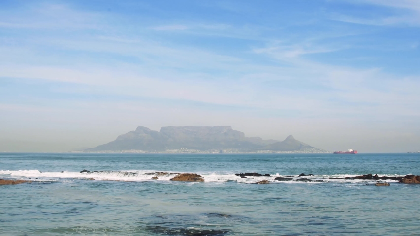 View of Table Bay with ship in Cape Town, South Africa image - Free ...