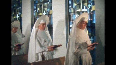 1960s United States Nuns Sing Chapel Stock Footage Video (100% Royalty ...
