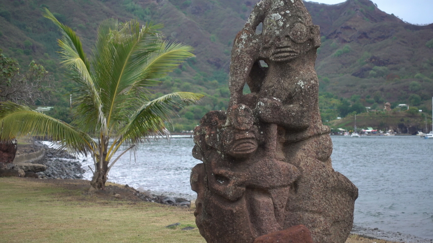 stone carvings called tiki on pacific Stock Footage Video (100% Royalty ...