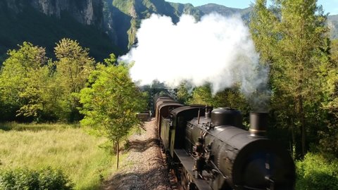 Historic Steam Train Coming Iron Bridge Stock Footage Video (100% ...