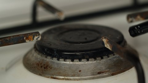 Lighting Gas Stove 4k Slow Motion Stock Footage Video (100% Royalty ...