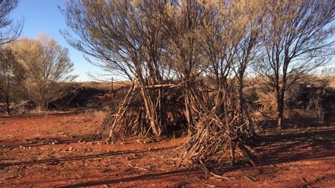 Aboriginal Hut Australian Aboriginals Temporary Shelter Stock Footage ...