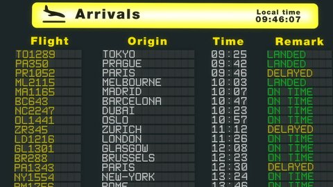 International Airport Table Arrivals Schedule Flights Stock Footage ...