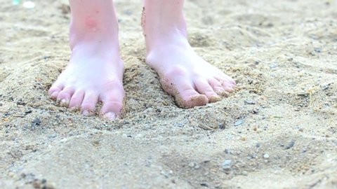 Child Trampled One Place On Sand Stock Footage Video (100% Royalty-free ...