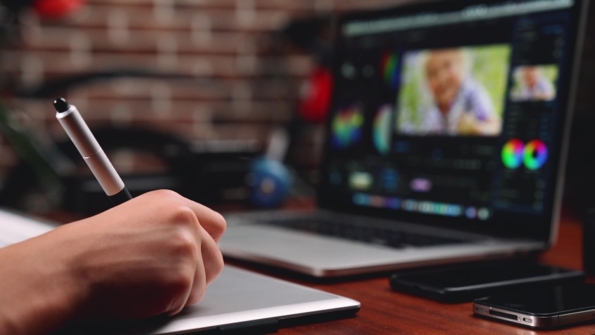 teenage vlogger editing video create content Stock Footage Video (100% ...