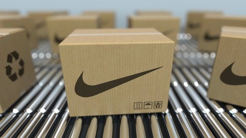 Carton Boxes Nike Logo Move On: video de stock (totalmente libre de ...