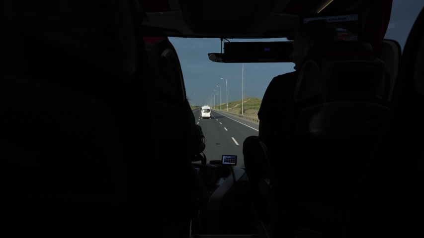 view highway front window bus ride Stock Footage Video (100% Royalty ...