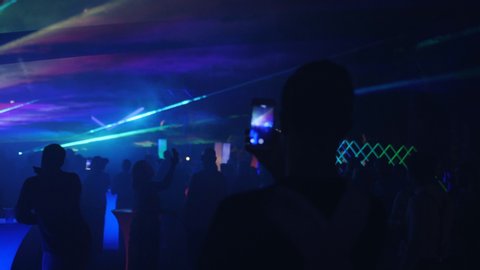 Group Blurred People Dancing Dark Banquet Stock Footage Video (100% ...