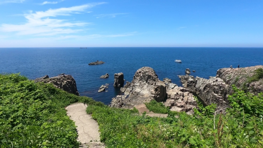 tojinbo cliffs fukui prefecture japan famous Stock Footage Video (100% ...