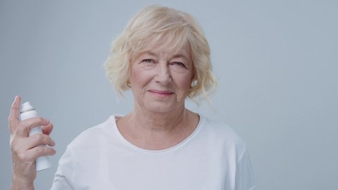 Portrait Cheerful Older Woman White Shirt Stock Footage Video (100% Royalty-free) 1031820011 ...