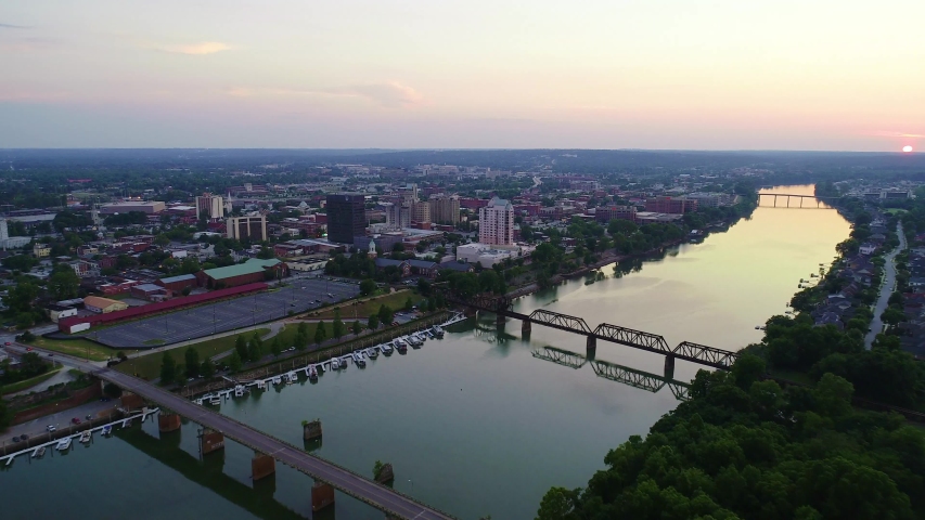 augusta georgia ga downtown drone skyline Stock Footage Video (100% ...