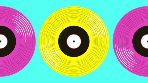 Color Full Vinyl Turntable Retro Animation Stock Footage Video (100% ...