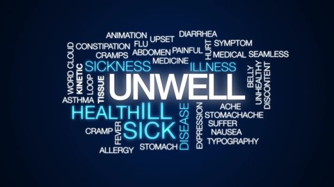 Unwell Animated Word Cloud Text Design Stock Footage Video (100% ...