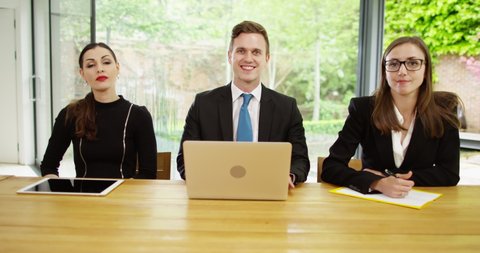 4k Recruitment Team Interviewing Job Candidate Stock Footage Video (100 ...