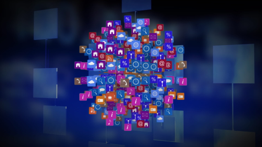 digital animation internet icons symbols shape Stock Footage Video (100 ...