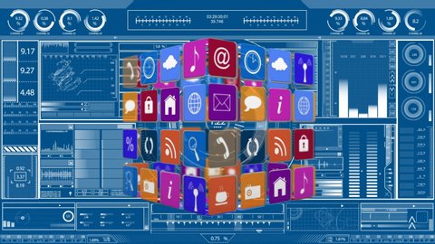 Digital Animation Internet Icons Symbols On Stock Footage Video (100% ...