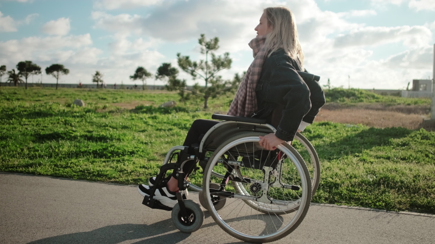 Blonde Disabled Woman is Walking Stock Footage Video (100% Royalty-free ...