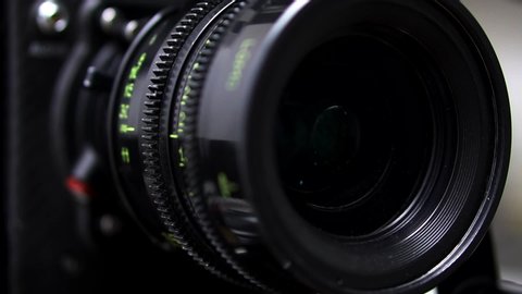 Professional Cinema Camera Lens Racking Focus Stock Footage Video (100% ...