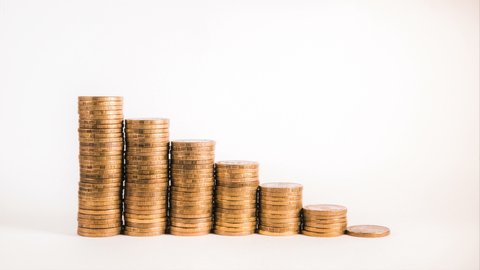 isolated macro step gold coin graph Stock Footage Video (100% Royalty ...