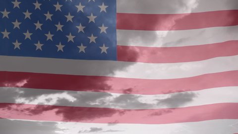 Digital Animation American Flag Waving Sky Stock Footage Video (100% ...