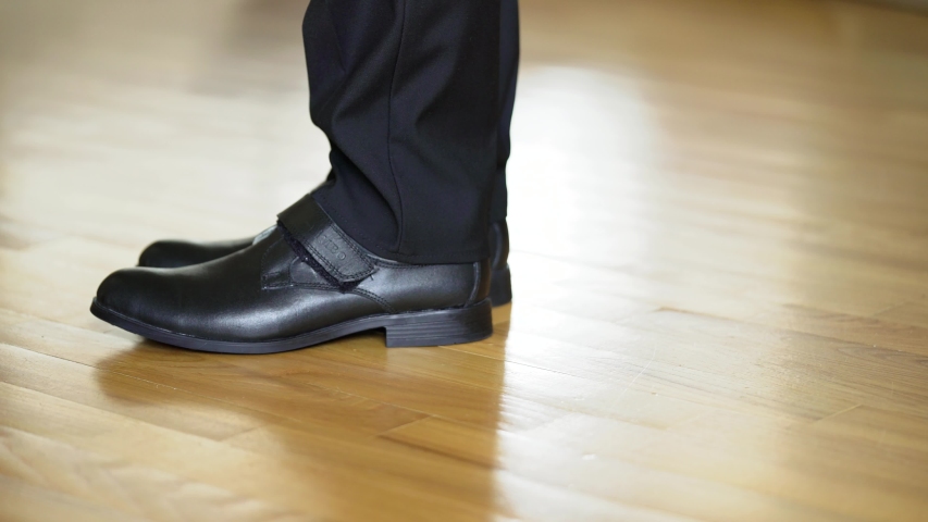 man's legs shows black shoes standing Stock Footage Video (100% Royalty ...