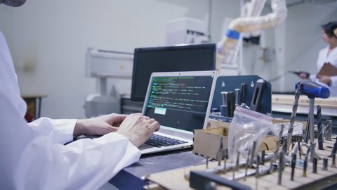 Advanced Laboratory Medical Scientist Typing On Stock Footage Video ...