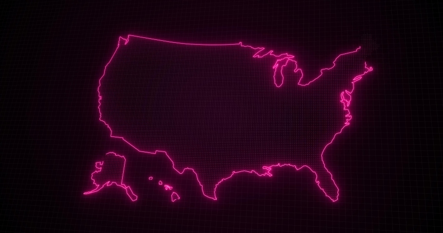 Glowing Bright Neon Usa Map Stock Footage Video (100% Royalty-free ...