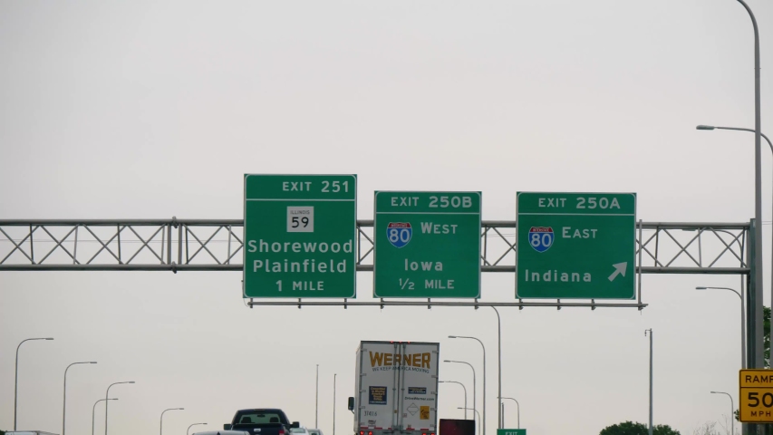 traffic signs iowa indiana on freeway Stock Footage Video (100% Royalty ...