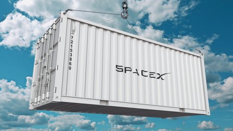 Loading Container Spacex Logo Editorial Animation Stock Footage Video ...