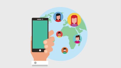 Hand Mobile People World Social Media Stock Footage Video (100% Royalty ...