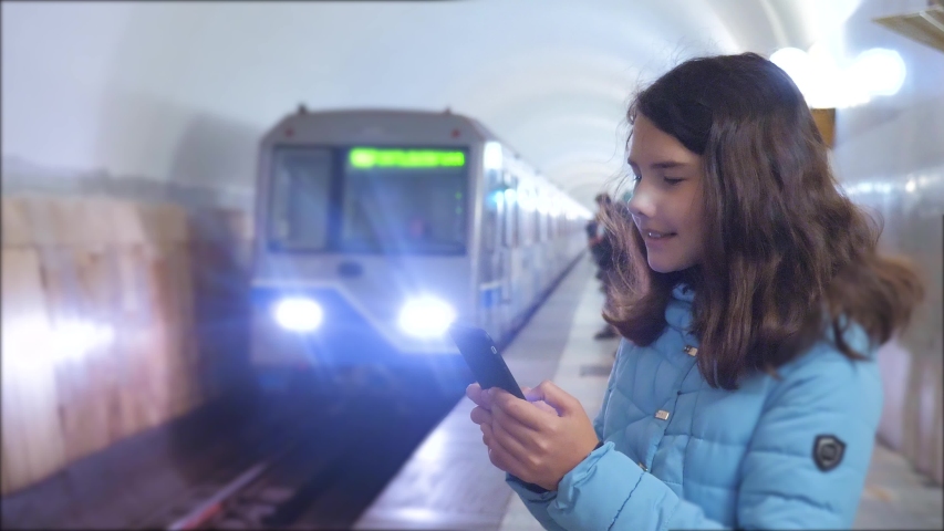 Girl Teenager Underground Subway Rides Subway Stock Footage Video (100% ...