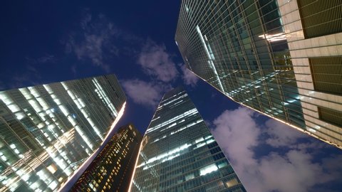 looking high-rise buildings skyscrapers architectures smart Stock ...