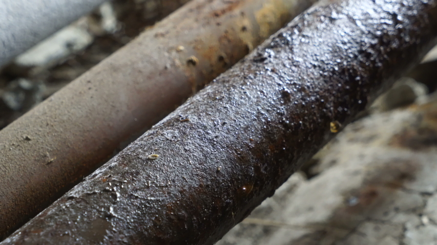 Iron Rusty Pipes Leaking in Stock Footage Video (100% Royalty-free ...