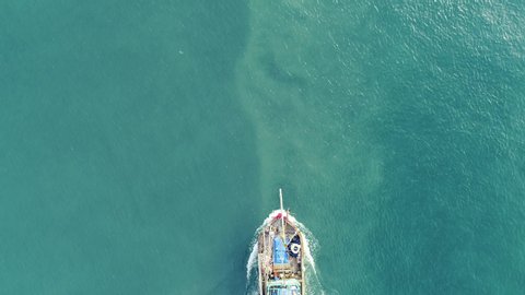 Top View Aerial View Fishing Boat Stock Footage Video (100% Royalty ...