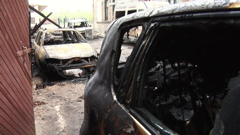 Smoke Wrecked Car Fire Engine Background Stock Footage Video (100% ...