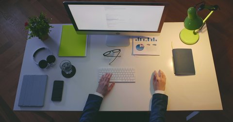 Top View Businessman Turning Off Computer Stock Footage Video (100% ...