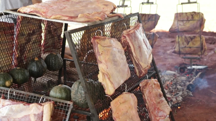 ground fire barbecue typical brazilian gaucho Stock Footage Video (100% ...