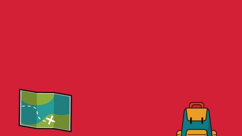 Map Sunglasses Backpack Falling Over Red Stock Footage Video (100% ...