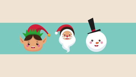 Vector Set Cute Snowman Faces Cartoon Stock Vector (Royalty Free ...