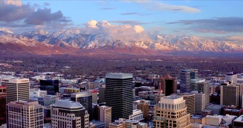 Salt Lake City Utah Skyline Sunset Stock Footage Video (100% Royalty ...