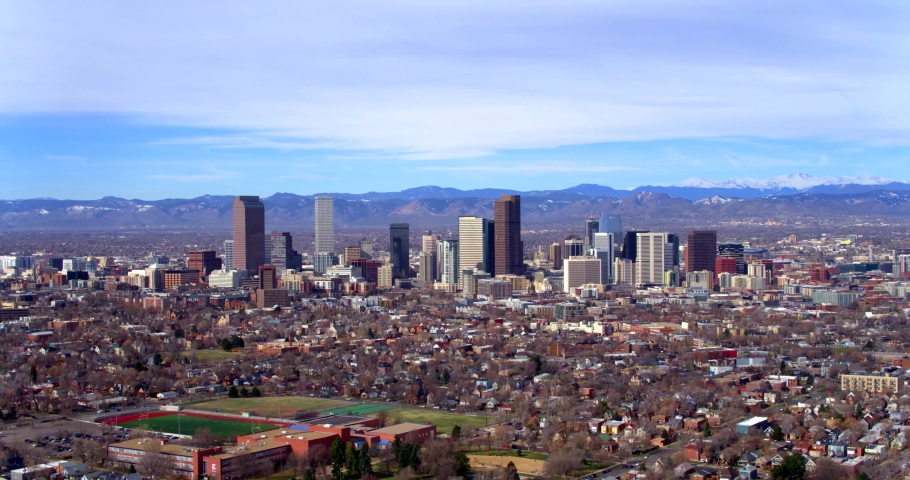 View of Denver City Skyline Stock Footage Video (100% Royalty-free ...