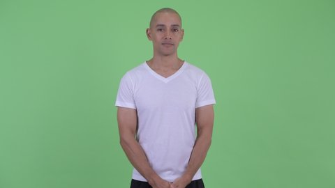 Happy Handsome Bald Man Clapping Hands Stock Footage Video (100% ...