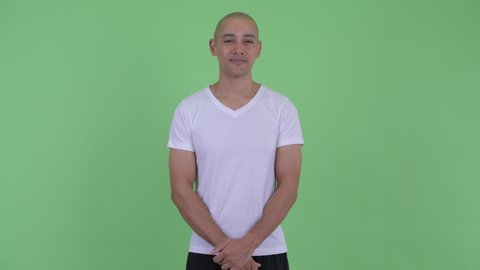 Happy Handsome Bald Man Clapping Hands Stock Footage Video (100% ...