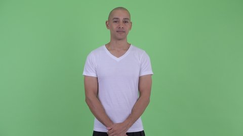 Happy Handsome Bald Man Clapping Hands Stock Footage Video (100% ...