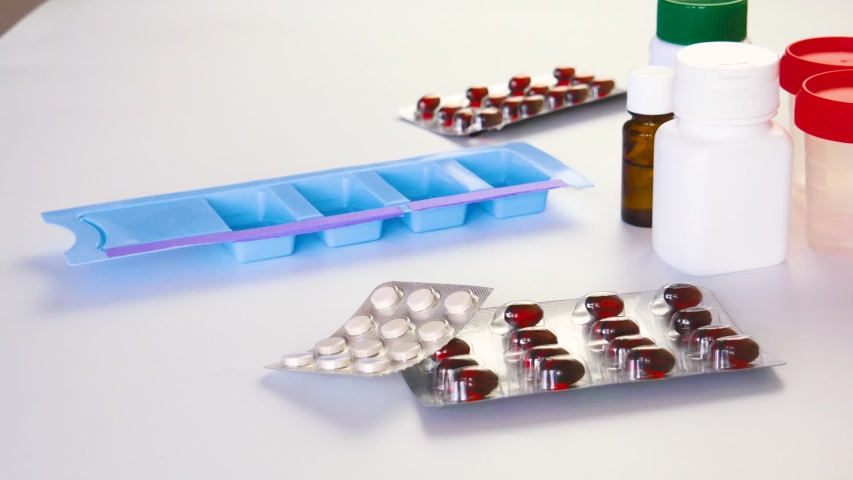 nurse arrange pharmacy packaging pill organizer Stock Footage Video ...